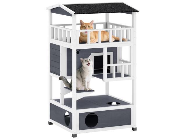 Click here for Aosom Wooden Outdoor Cat House  Feral Cat Shelter... prices