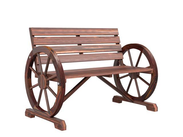 Click here for Aosom 41 Wooden Wagon Wheel Bench  Rustic Outdoor... prices