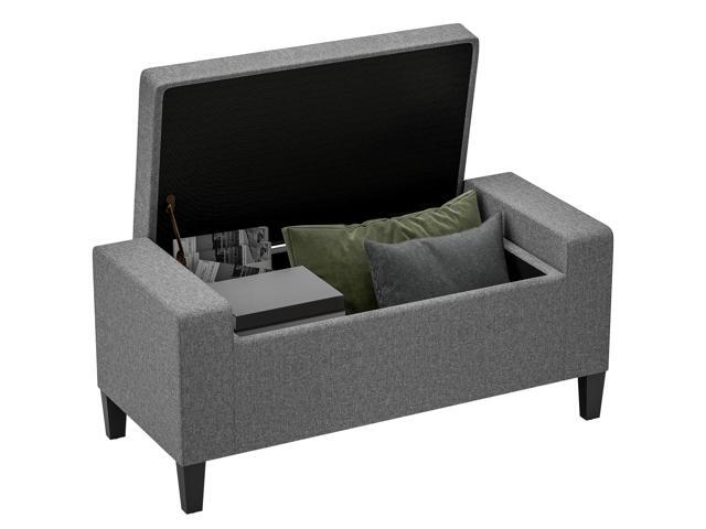 Homcom Recgular Tufted Linen Storage Ottoman Bench with Flipping Top - Gray