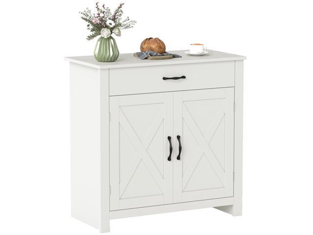 Homcom 32" Modern Farm Style Sideboard Storage Buffet Server Cabinet Organizer - White