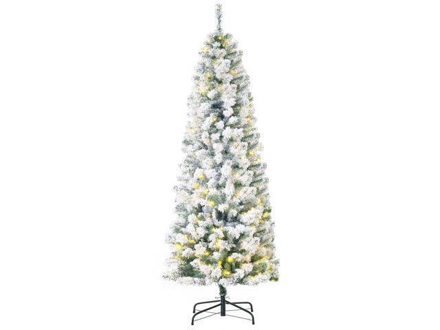 Click here for Aosom 6ft Pre-Lit Snow-Flocked Slim Douglas Fir Ar... prices