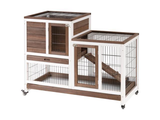 Click here for Aosom Wooden Rabbit Hutch Elevated Bunny Cage Indo... prices