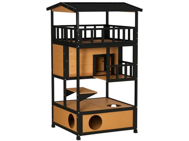 Click here for Aosom Wooden Outdoor Cat House  Feral Cat Shelter... prices