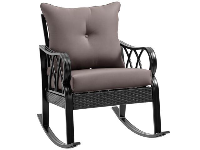 Click here for Aosom Outdoor Wicker Rocking Chair with Padded Cus... prices
