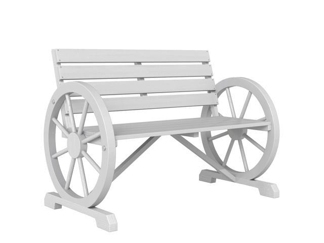Click here for Aosom 41 Wooden Wagon Wheel Bench  Rustic Outdoor... prices