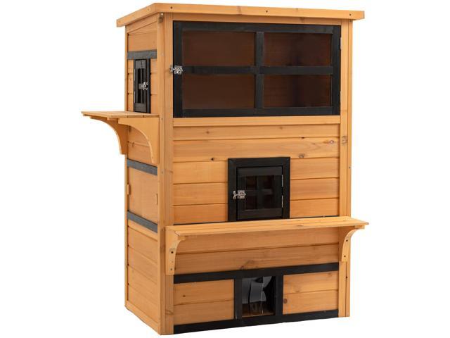 Click here for Aosom Outdoor Cat House  3-Tier Kitty Shelter with... prices