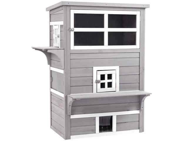 Click here for Aosom Outdoor Cat House  3-Tier Kitty Shelter with... prices