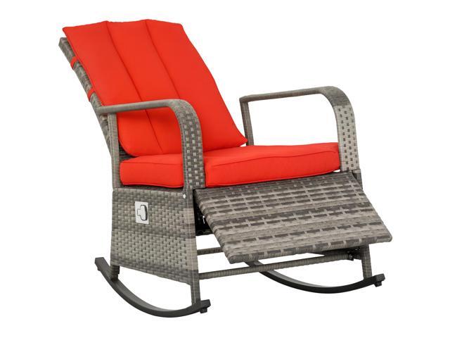 Click here for Aosom PE Rattan Rocking Recliner with Footrest  Re... prices