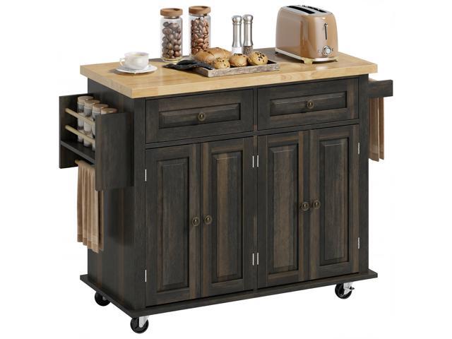 Click here for Aosom Kitchen Island Cart with Solid Wood Top  44... prices