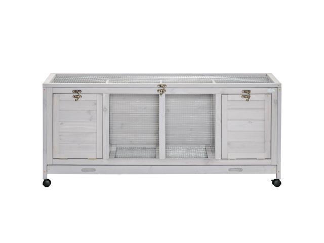 Click here for Aosom Wooden Rabbit Hutch with Wheels  Dividers fo... prices