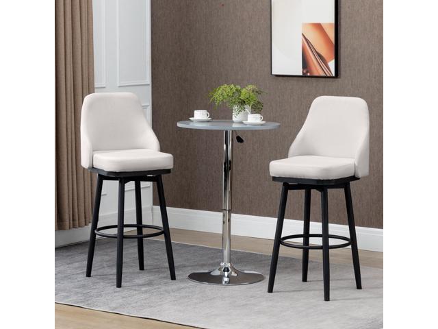 Homcom Modern Bar Stools  Set of 2 Swivel Kitchen Bar Chairs  - Cream white
