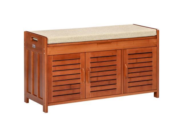 Click here for Aosom Shoe Bench with Storage Cabinets  Bamboo Ent... prices