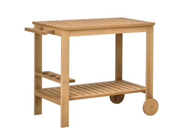 Click here for Aosom Outdoor Bar Cart  Wood Rolling Home Bar & Se... prices