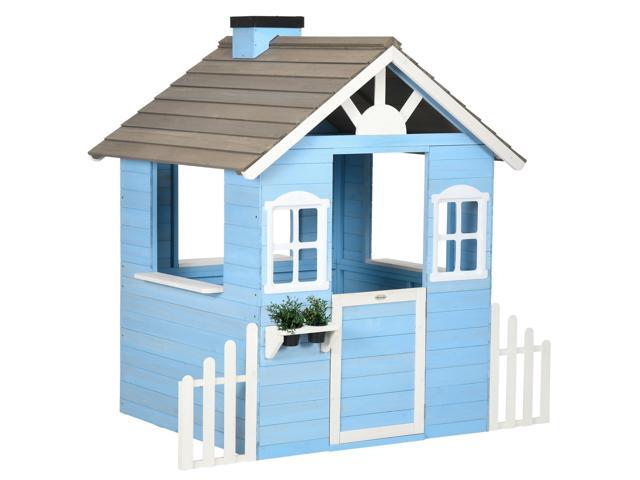 Click here for Aosom Wooden Playhouse for Kids Outdoor with Flowe... prices