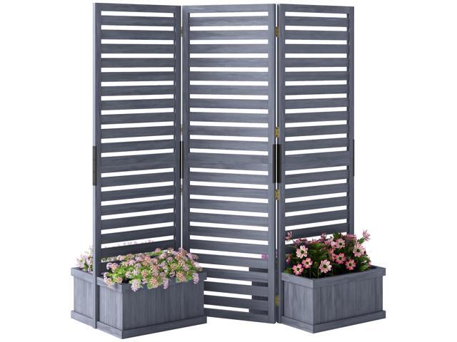 Click here for Aosom Wood Privacy Screen w/ 4 Planter Box  Raised... prices