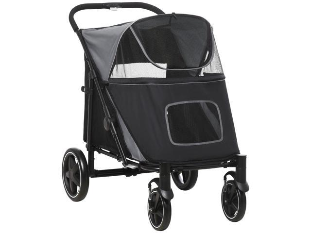 PawHut One-Click Foldable Dog Stroller for M L Dogs  Pet Stroller  - Gray