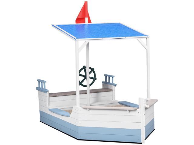 Click here for Aosom Kids Sandbox with Canopy  Pirate Ship Wooden... prices