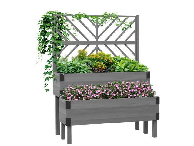 Click here for Aosom 2 Tier Trellis Planter  Wooden Raised Garden... prices