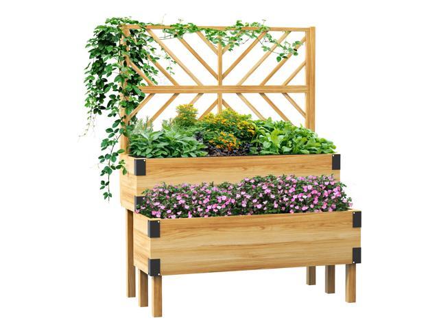 Click here for Aosom 2 Tier Trellis Planter  Wooden Raised Garden... prices