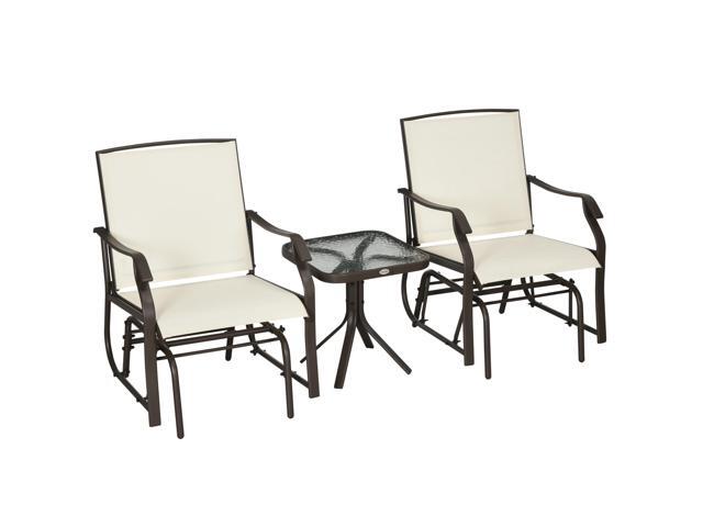 Click here for Aosom 3 Piece Outdoor Glider Chair with Coffee Tab... prices