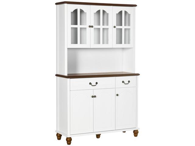 Homcom Dining Room Kitchen Hutch Storage Cabinet with Antique Details - White