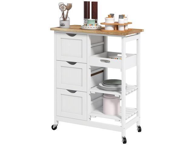 Click here for Aosom Rolling Kitchen Cart  Kitchen Island with Wo... prices