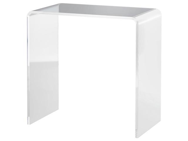 Homcom Clear Acrylic Side Table Waterfall End Table with Rounded Edges - White