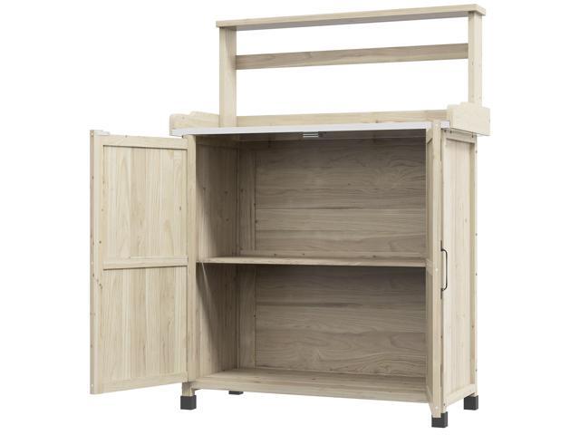 Click here for Aosom Outdoor Wooden Potting Bench with Storage Ca... prices