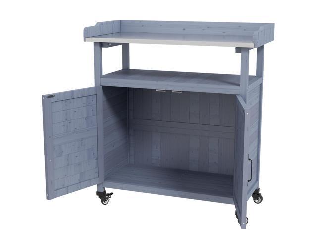 Click here for Aosom Outdoor Wooden Potting Bench with Storage Ca... prices