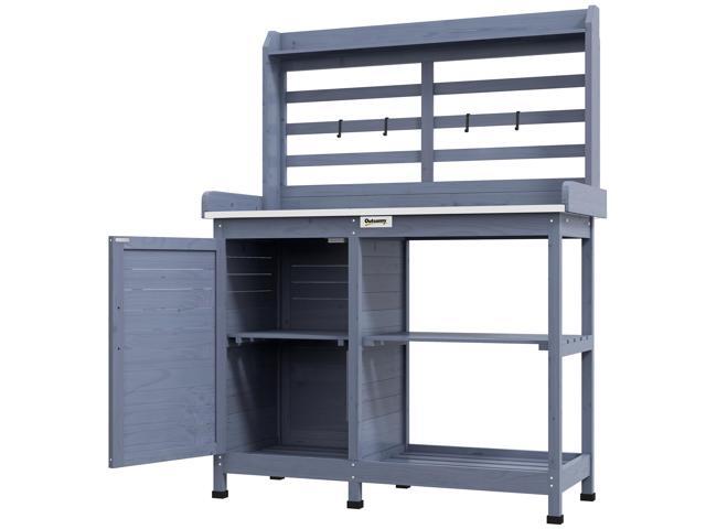 Click here for Aosom Wooden Potting Bench with Storage  Aluminum... prices