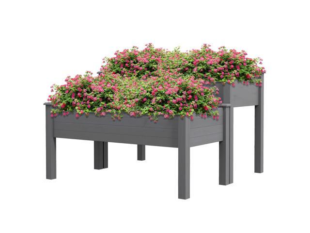 Click here for Aosom 2 Tier Raised Garden Bed  Wooden Elevated Pl... prices