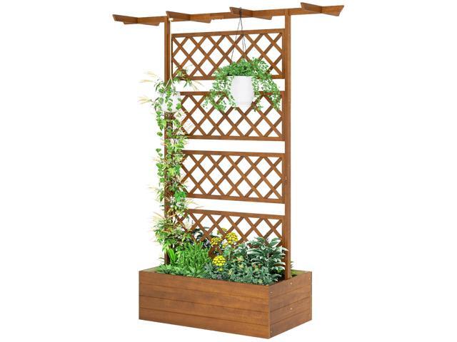 Click here for Aosom Wooden Trellis Planter Box  Raised Garden Be... prices