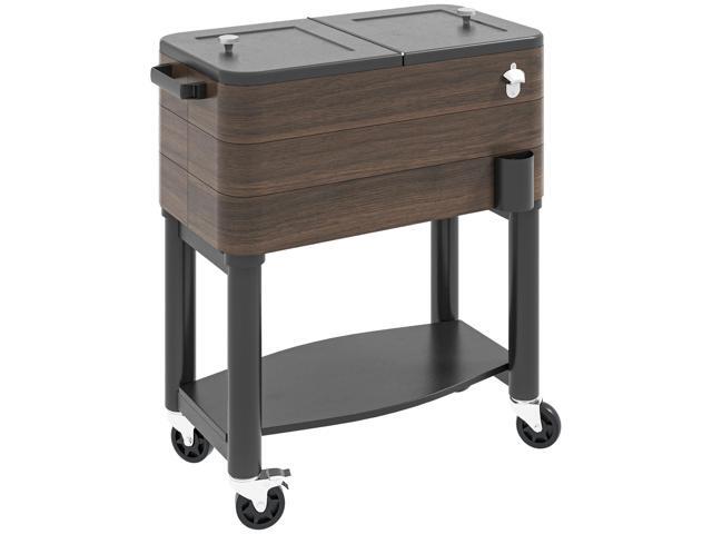 Click here for Aosom 60 Quart Outdoor Cooler Cart  Rolling Ice Ch... prices