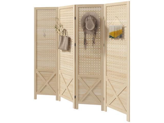 Click here for Aosom 4.7 4 Panel Wooden Room Divider with Pegboar... prices