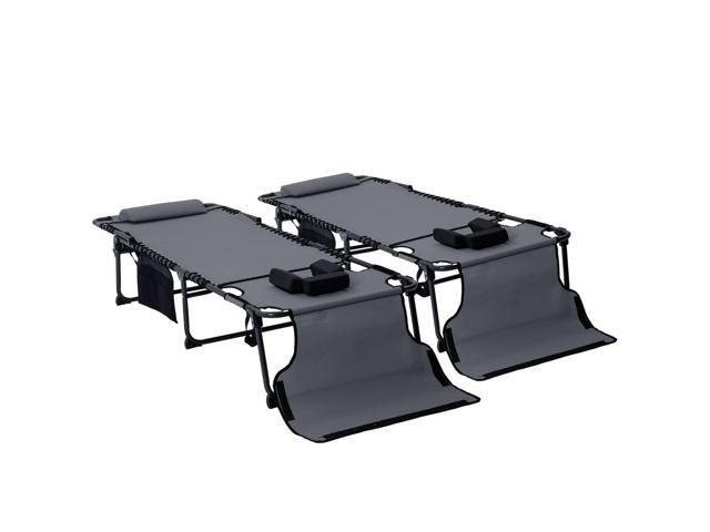 Click here for Aosom 2 Piece Folding Chaise Lounge Pool Chairs wi... prices