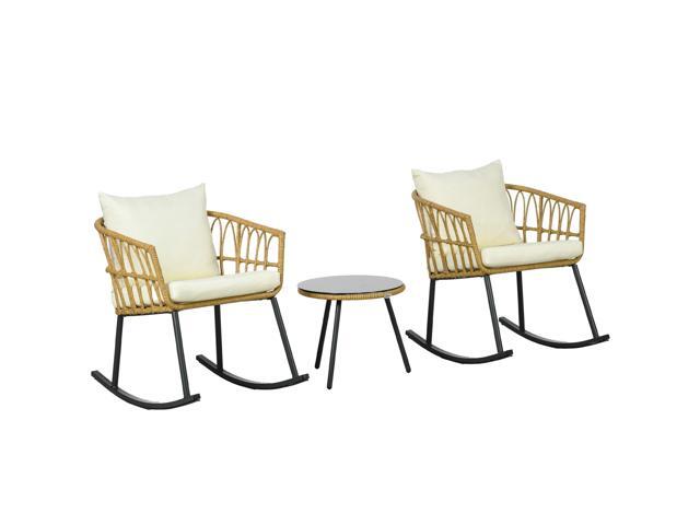 Click here for Aosom Wicker Outdoor Rocking Chair Set  3 Piece Pa... prices