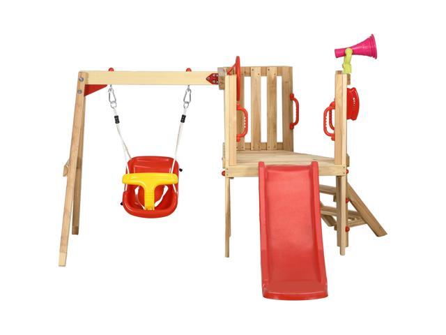 Click here for Aosom 4-in-1 Wooden Swing Set with Swing  Slide  H... prices