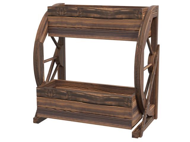 Click here for Aosom Wooden Wagon Planter Box  2-Tier Raised Gard... prices