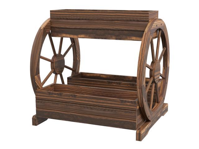 Click here for Aosom Wooden Wagon Planter Box  3-Tier Raised Gard... prices