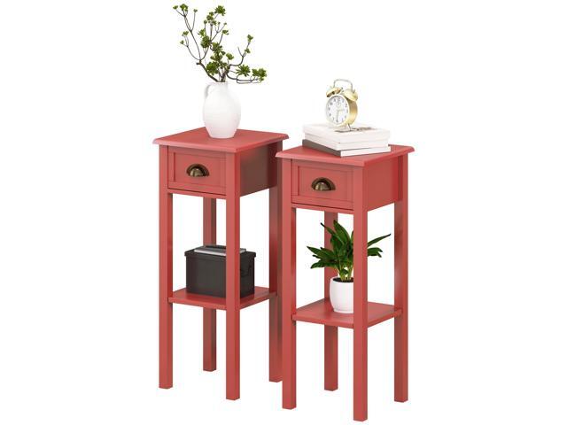 Click here for Aosom 2-Tier Side Tables Set of 2 with Drawer and... prices