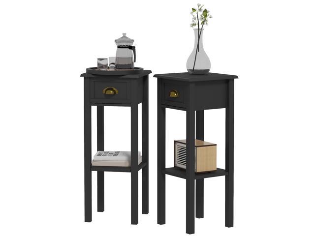 Click here for Aosom 2-Tier Side Tables Set of 2 with Drawer and... prices