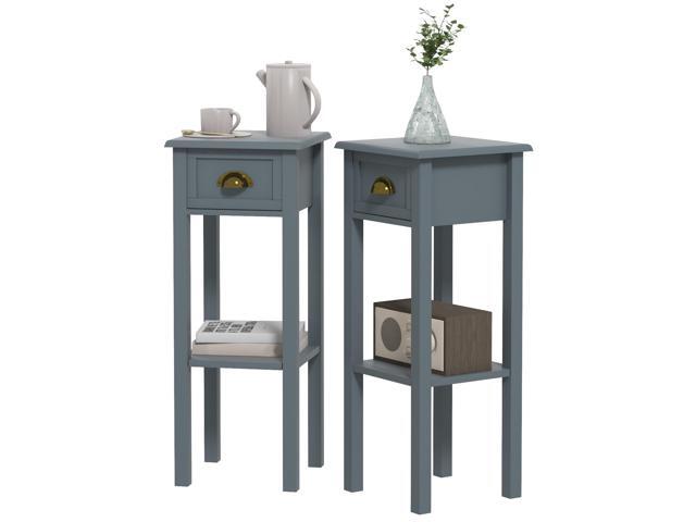 Click here for Aosom 2-Tier Side Tables Set of 2 with Drawer and... prices