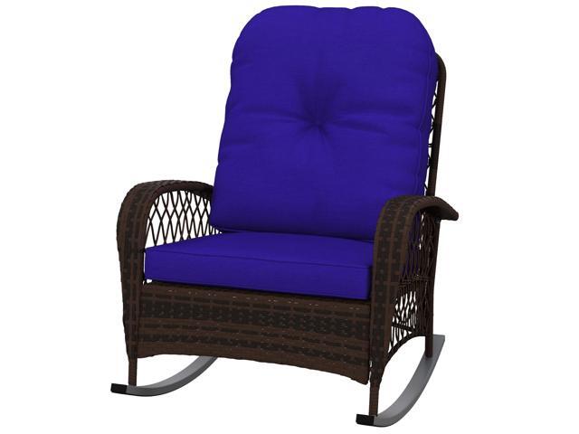 Click here for Aosom Rattan Porch Rocker w/ Plush Cushion  Dark B... prices