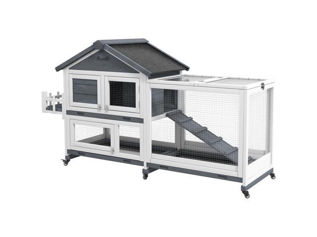 Click here for Aosom 65 Wooden Rabbit Hutch  Pet Playpen with Ope... prices