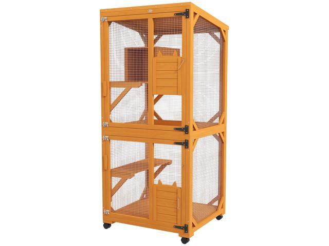 Click here for Aosom Large Cat House for 1-3 Cats on Wheels Woode... prices