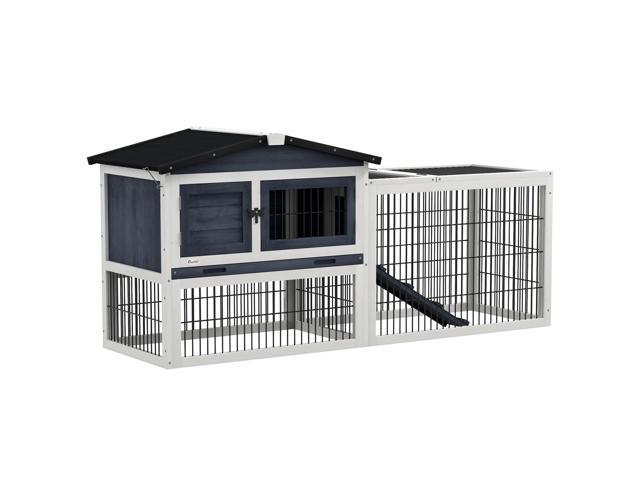 Click here for Aosom 2 Level 59 Outdoor Rabbit Hutch with Openabl... prices