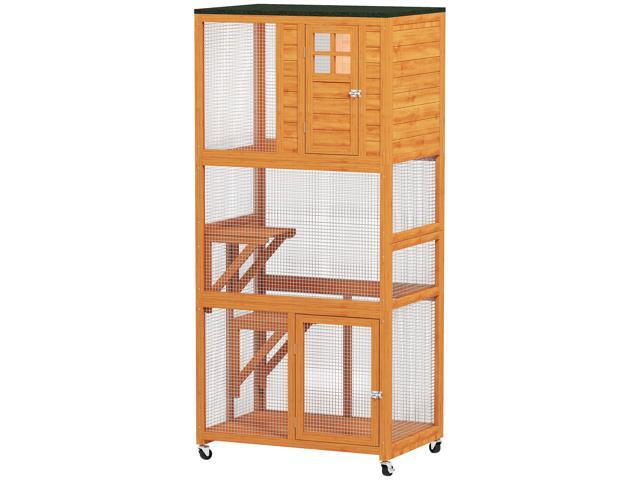 Click here for Aosom 74 Wooden Outdoor Cat House Catio Outdoor Ca... prices