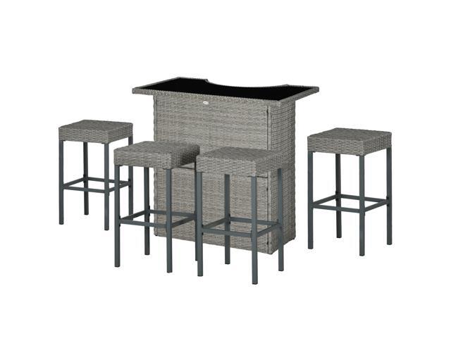 Click here for Aosom 5 Piece Rattan Wicker Bar Set  High Top Outd... prices