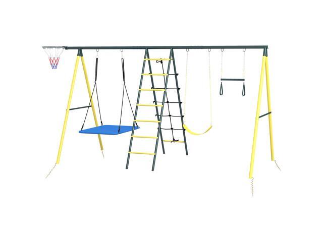 Click here for Aosom Metal Swing Set for Backyard 5 in 1 Design H... prices