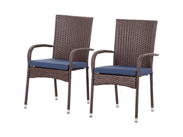 Click here for Aosom Stackable PE Rattan Outdoor Dining Chairs wi... prices